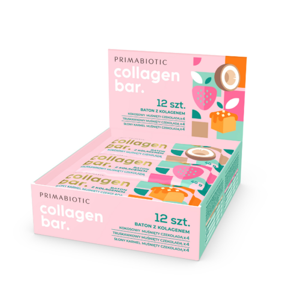 Collagen Bar, batony z kolagenem, 12 szt. - różne smaki -Primabiotic